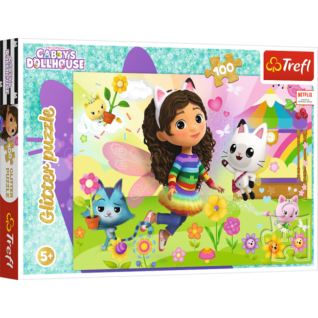 TREFL GABBY´S DOLLHOUSE Kimalteleva palapeli, 100 pa | XS Lelut